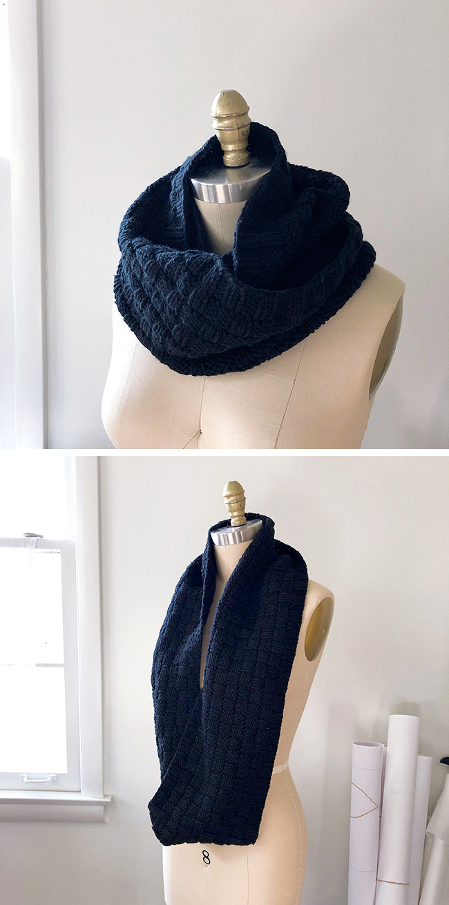How to knit the Double Basketweave Cowl with chunky yarn - KT's Slow Closet